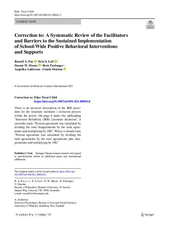 (PDF) Correction to: A Systematic Review of the Facilitators and ...