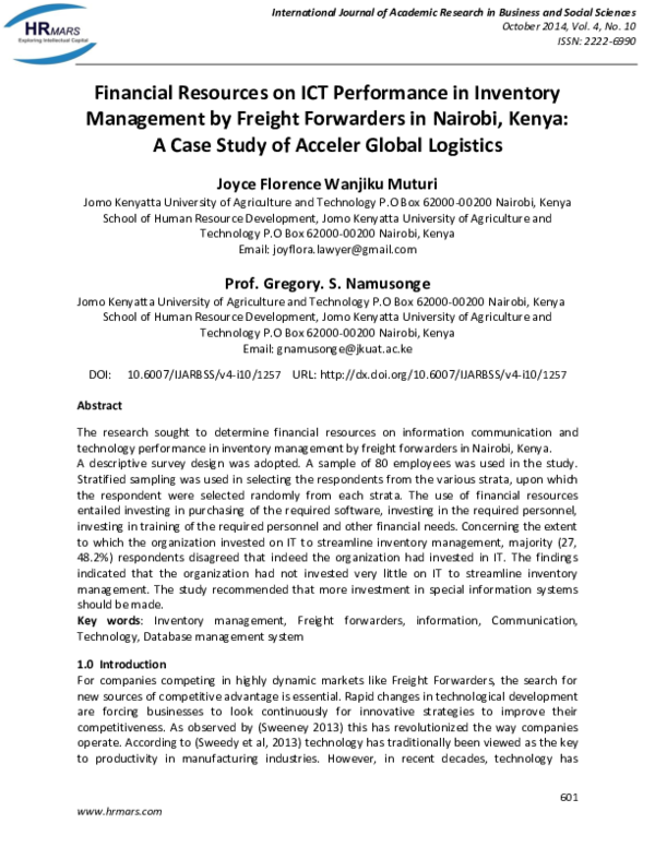 (PDF) Financial Resources on ICT Performance in Inventory Management by ...