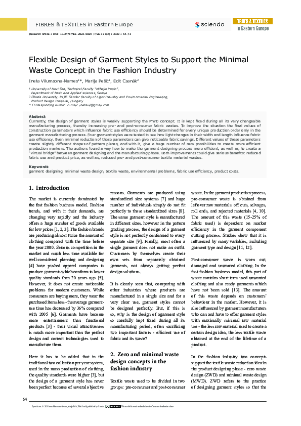 (PDF) Flexible Design of Garment Styles to Support the Minimal Waste ...