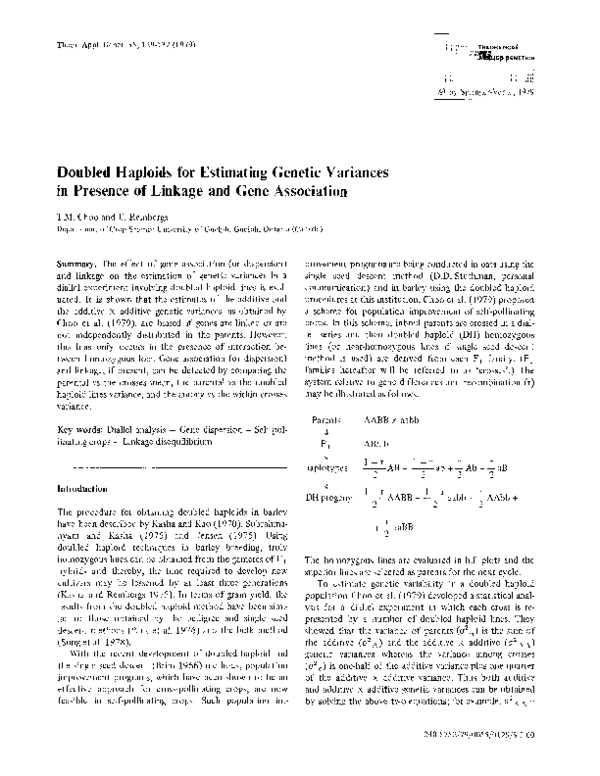 (PDF) Doubled haploids for estimating genetic variances and a scheme ...