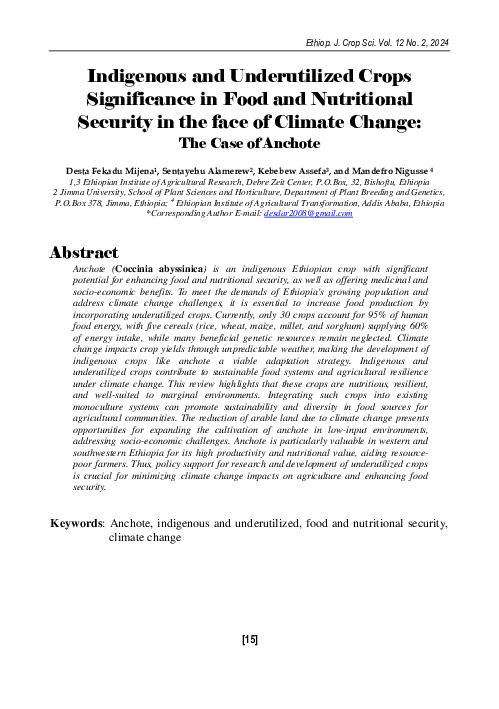 (PDF) Indigenous and Underutilized Crops Significance in Food and ...