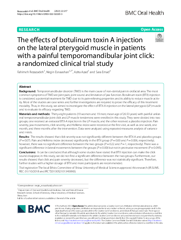 (PDF) The effects of botulinum toxin A injection on the lateral ...