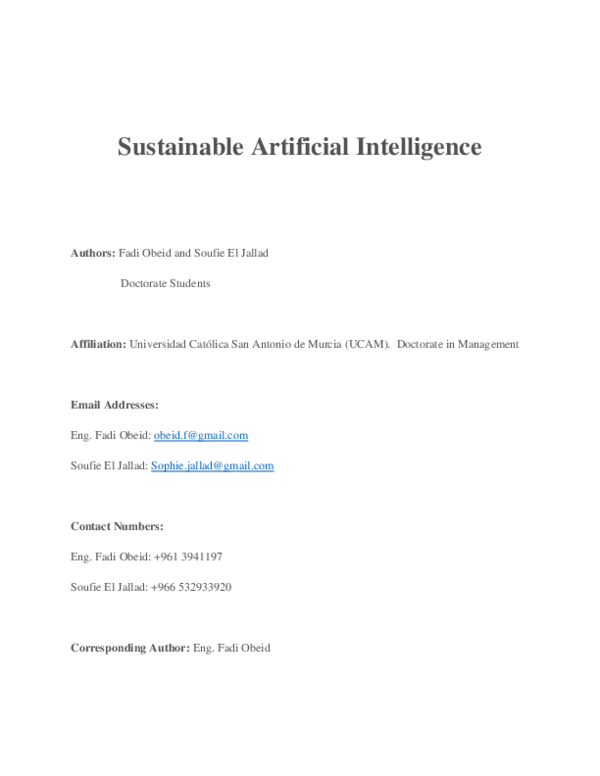 (PDF) Sustainable Artificial Intelligence
