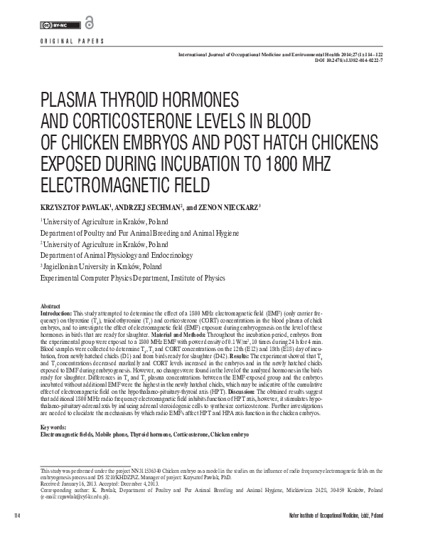 (PDF) Plasma thyroid hormones and corticosterone levels in blood of ...