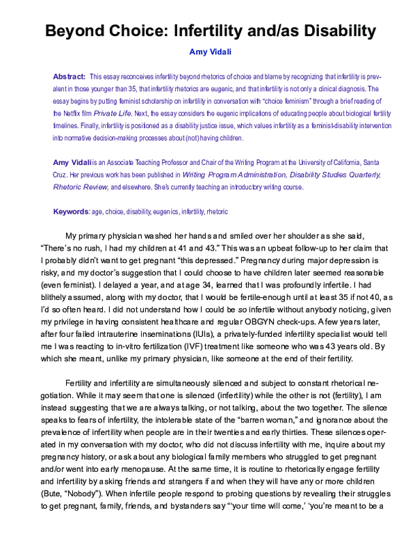 (PDF) Beyond Choice: Infertility and/as Disability