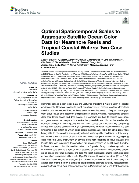 (PDF) Optimal Spatiotemporal Scales to Aggregate Satellite Ocean Color ...