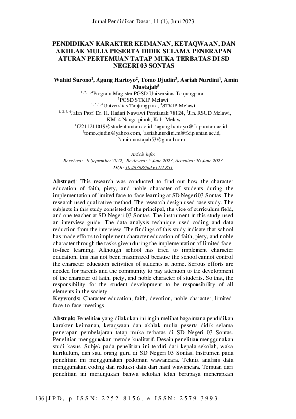 (PDF) Pendidikan Karakter Keimanan, Ketaqwaan Dan Akhlak Mulia Peserta ...