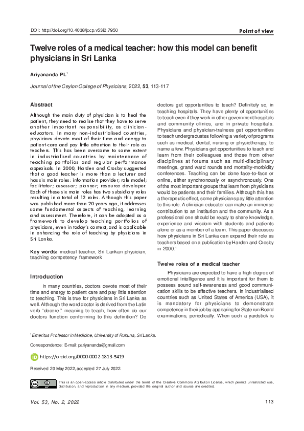 (PDF) Twelve roles of a medical teacher: how this model can benefit ...