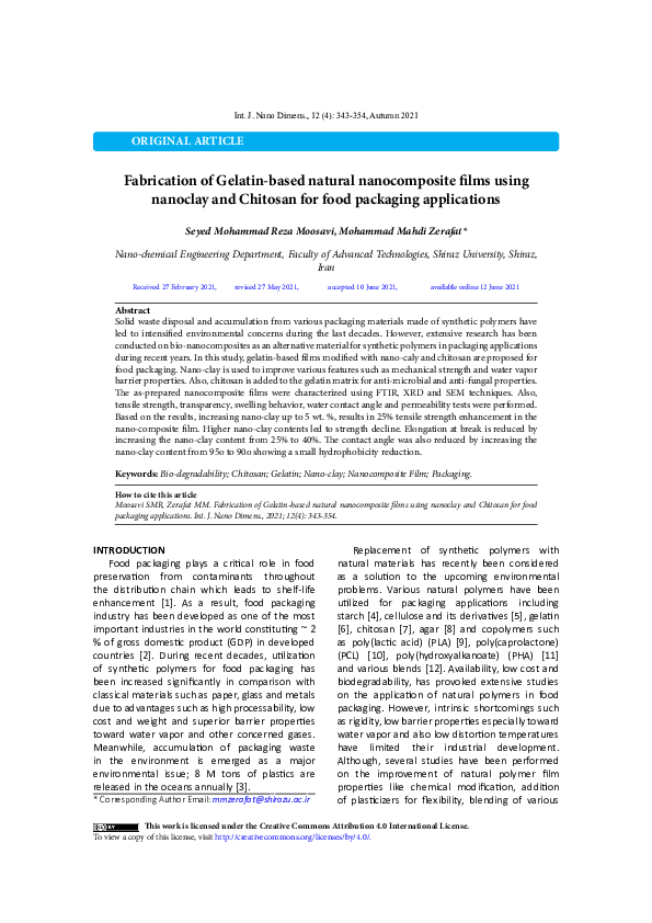 (PDF) Fabrication of Gelatin-based natural nanocomposite films using ...