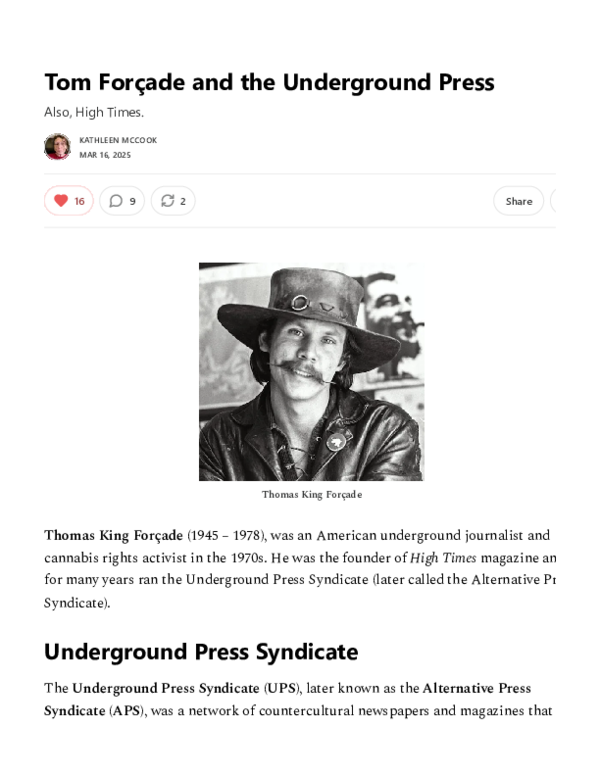 (PDF) Tom Forçade and the Underground Press