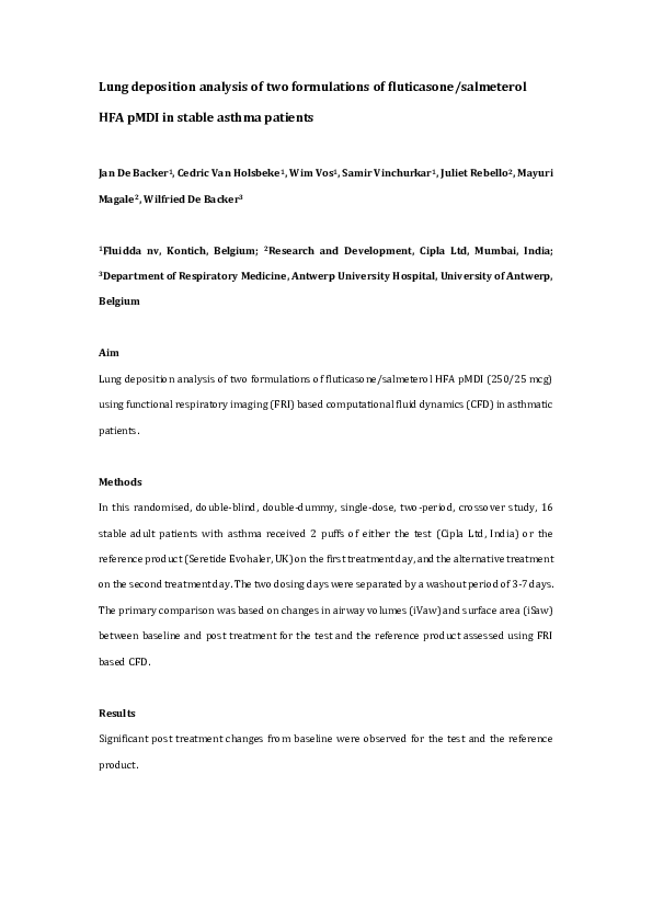 (PDF) Lung deposition analysis of two formulations of fluticasone ...
