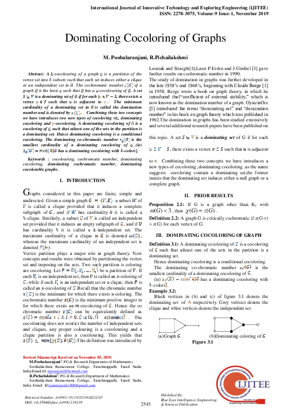 (PDF) Dominating Cocoloring of Graphs