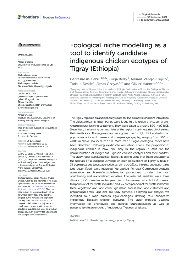 (PDF) Ecological niche modelling as a tool to identify candidate ...
