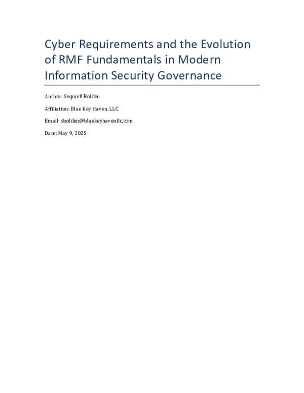(PDF) Cyber Requirements and the Evolution of RMF Fundamentals in ...
