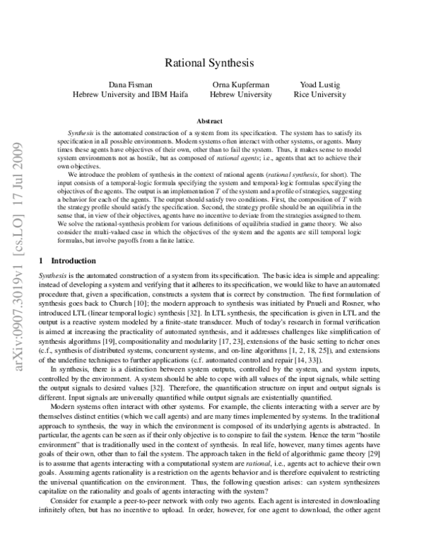 (PDF) Rational Synthesis