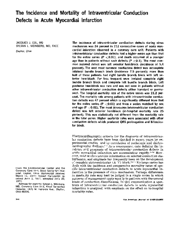 (PDF) The incidence and mortality of intraventricular conduction ...
