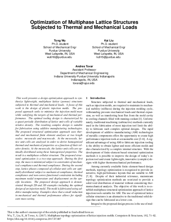 (PDF) Multiphase topology optimization of lattice injection molds