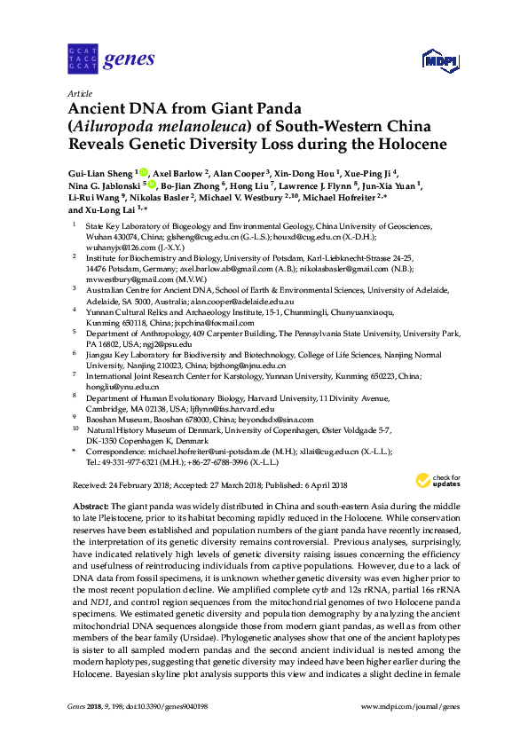 (PDF) Ancient DNA from Giant Panda (Ailuropoda melanoleuca) of South ...