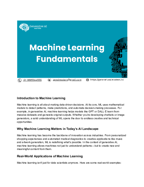 (PDF) Machine Learning Fundamentals