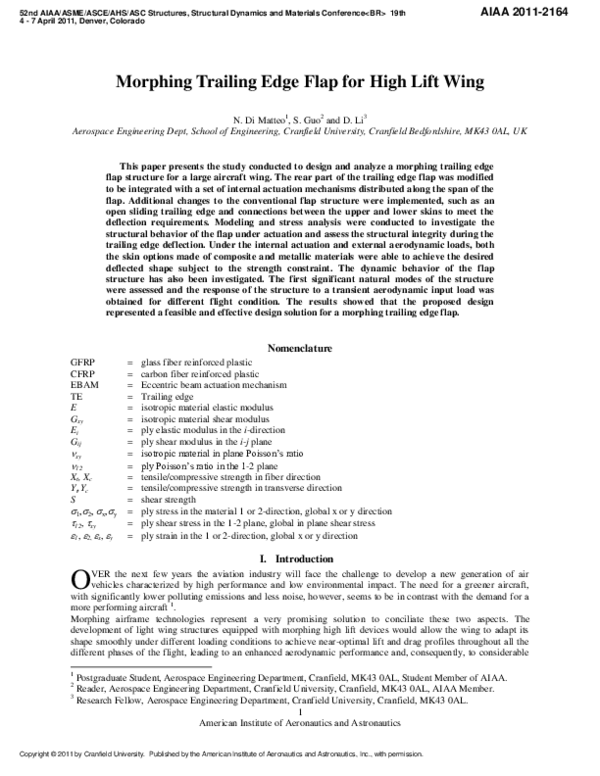 (PDF) Morphing Trailing Edge Flap for High Lift Wing