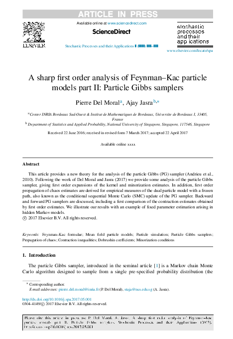 Pdf A Sharp First Order Analysis Of Feynmankac Particle Models Part Ii Particle Gibbs Samplers