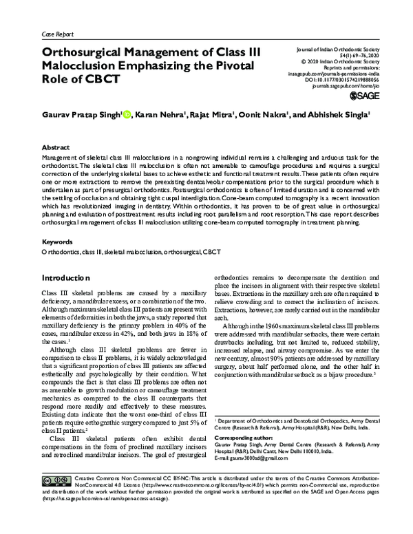 (PDF) Ortho-Surgical Management of Class III Malocclusion in Identical ...