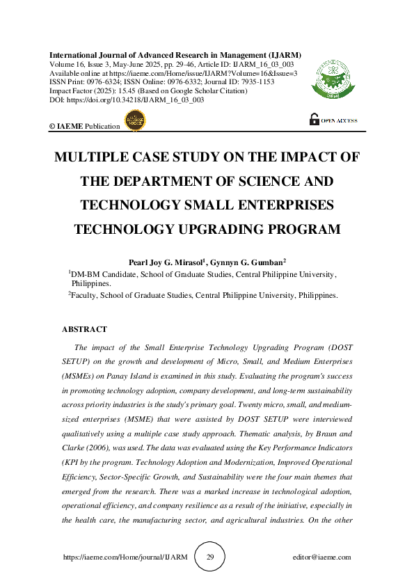 (PDF) MULTIPLE CASE STUDY ON THE IMPACT OF THE DEPARTMENT OF SCIENCE ...