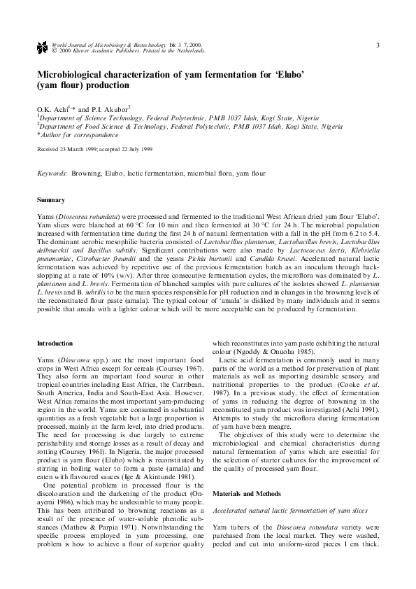 (PDF) Microbiological characterization of yam fermentation for ‘Elubo ...