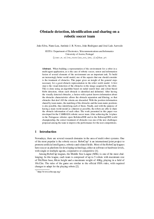 (PDF) Obstacle detection, identification and sharing on a robotic ...