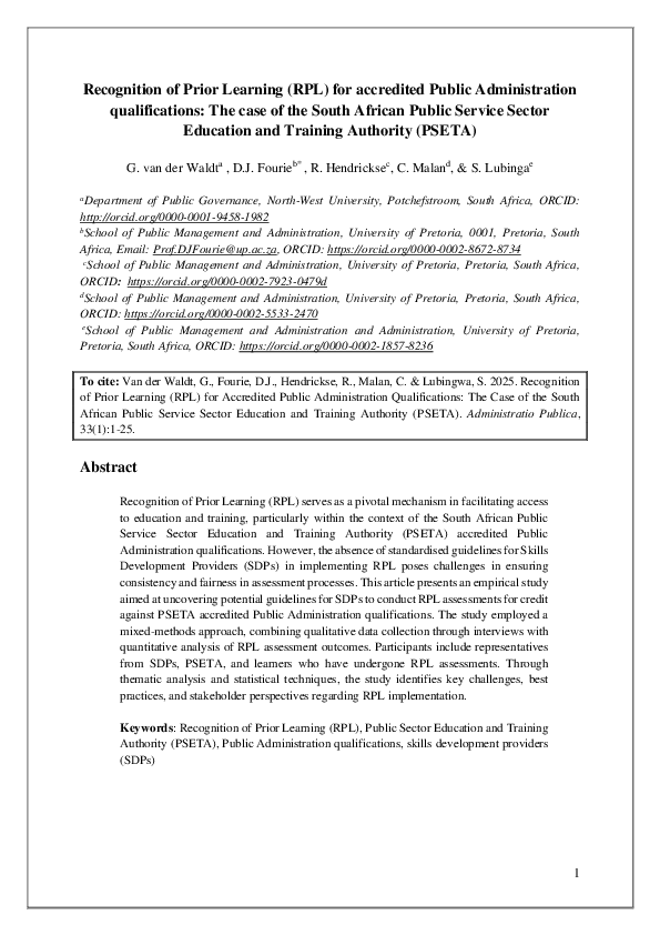 (PDF) Recognition of Prior Learning (RPL) for accredited Public ...