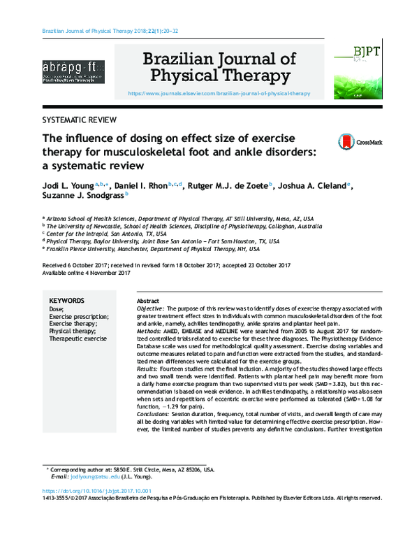 (PDF) The influence of dosing on effect size of exercise therapy for ...