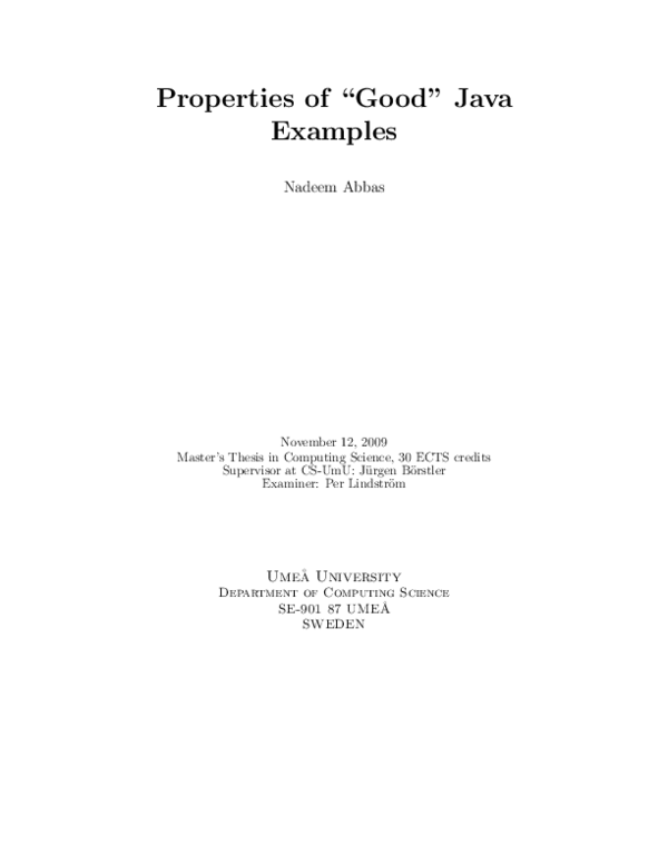 (PDF) Properties of Good Java Examples