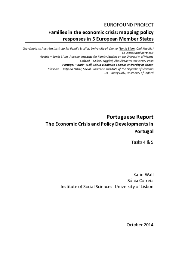 (PDF) Portuguese Report The Economic Crisis and Policy Developments in ...