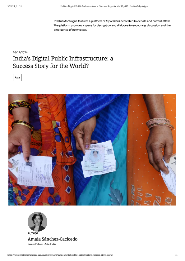 (PDF) India's Digital Public Infrastructure: A Success Story for the World?