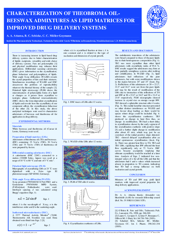 (PDF) Further characterization of theobroma oil–beeswax admixtures as ...