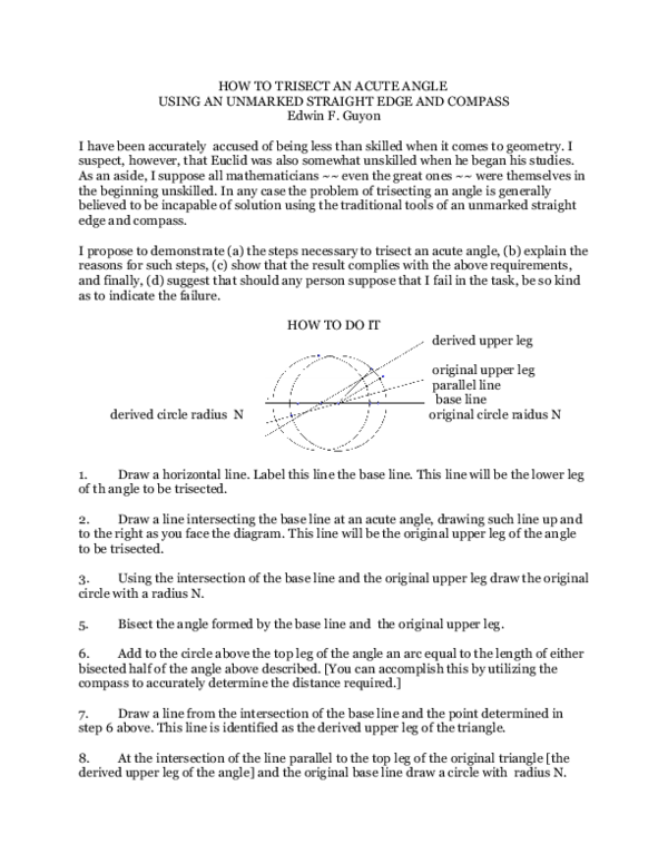 (PDF) HOW TO TRISECT AN ACUTE ANGLE USING AN UNMARKED STRAIGHT EDGE AND ...