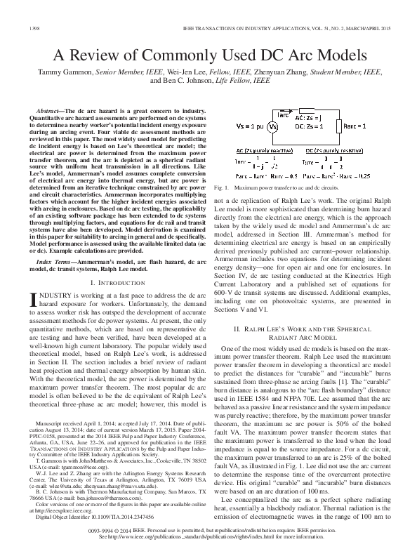 (PDF) A Review of Commonly Used DC Arc Models