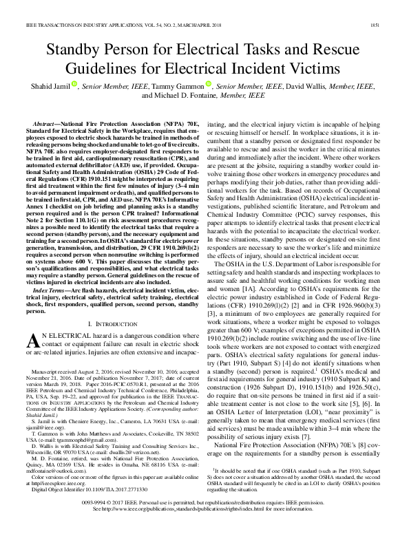 (PDF) Standby Person for Electrical Tasks and Rescue Guidelines for ...