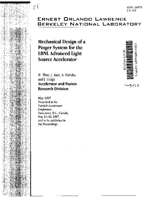 (PDF) Mechanical design of a pinger system for the LBNL Advanced Light ...