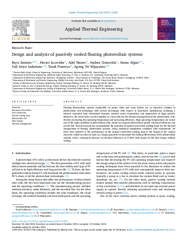 (PDF) Design and analysis of passively cooled floating photovoltaic systems