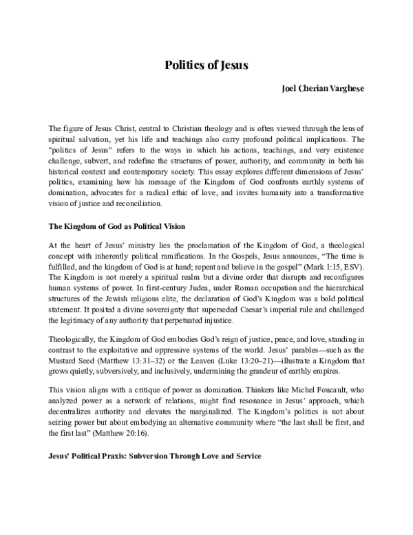 (PDF) Politics of Jesus