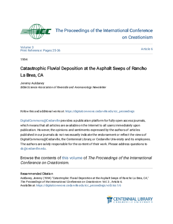 (PDF) Catastrophic Fluvial Deposition at the Asphalt Seeps of Rancho La ...