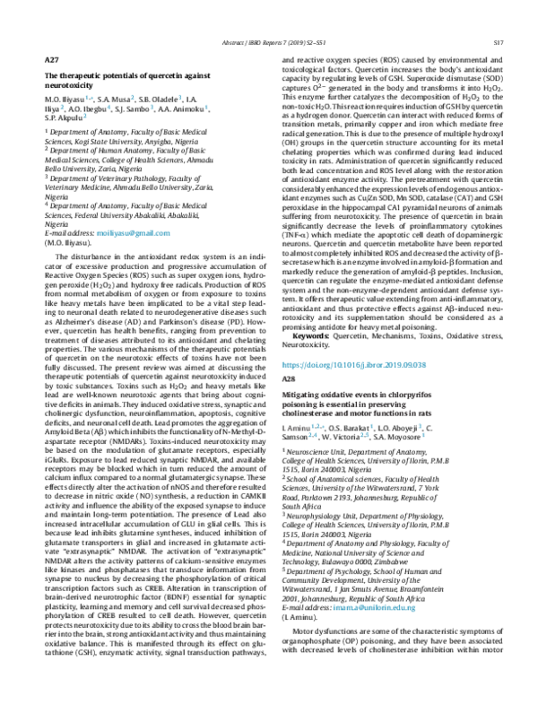 (PDF) The therapeutic potentials of quercetin against neurotoxicity