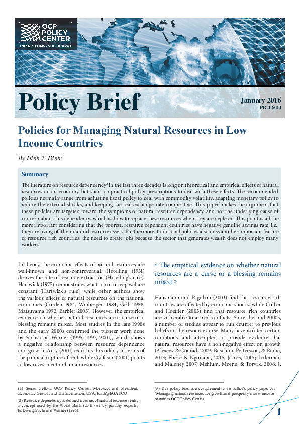 (PDF) Policies for Managing Natural Resources in Low Income Countries