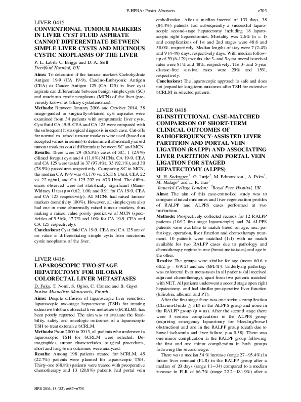 (PDF) Laparoscopic two-stage hepatectomy for bilobar colorectal liver ...