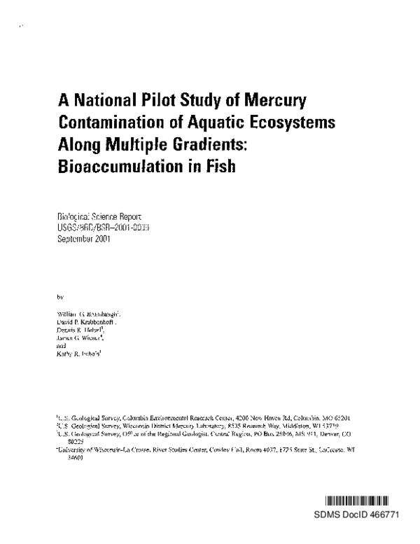 (PDF) A National Pilot Study of Mercury Contamination of Aquatic ...