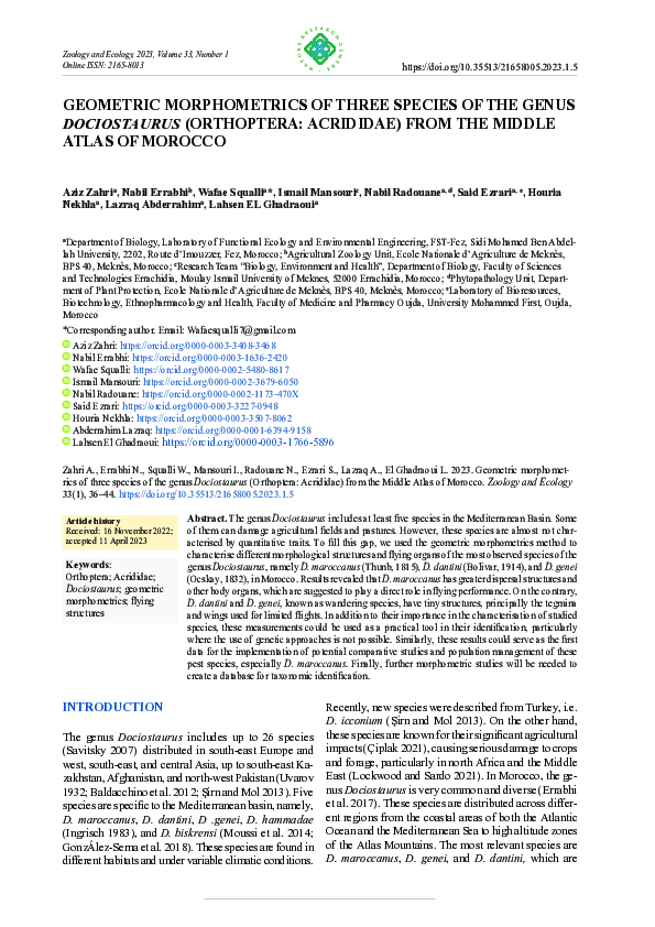 (PDF) Geometric morphometrics of three species of the genus ...