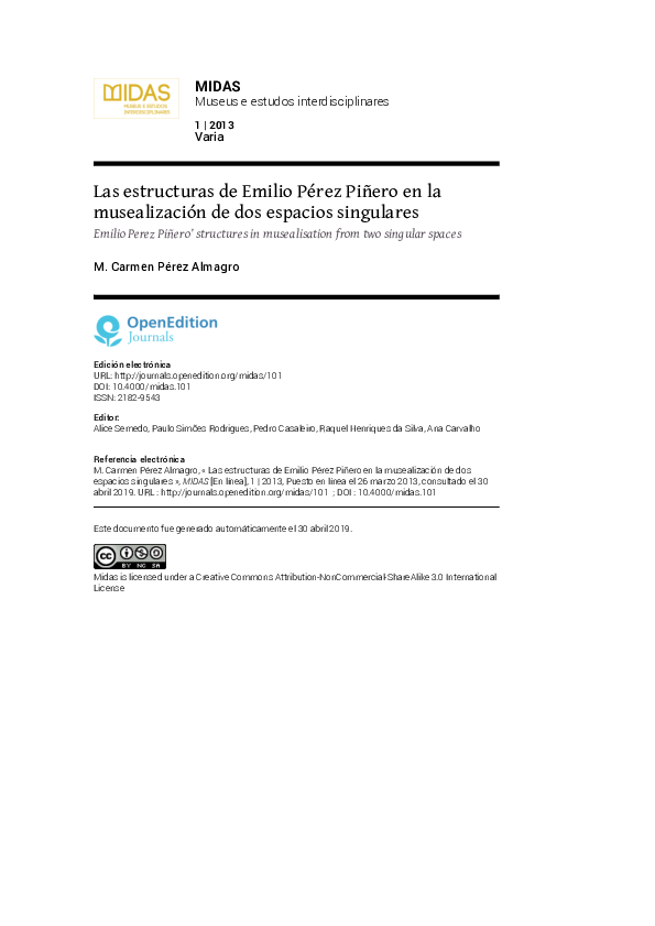 (PDF) Las estructuras de Emilio Pérez Piñero en la musealización de dos ...