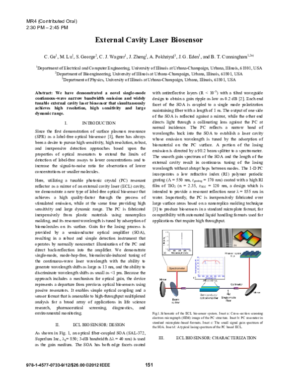 (PDF) External cavity laser biosensor