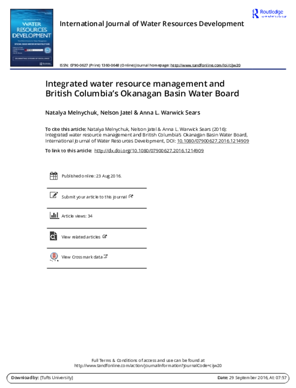 (PDF) Integrated water resource management and British Columbia’s ...